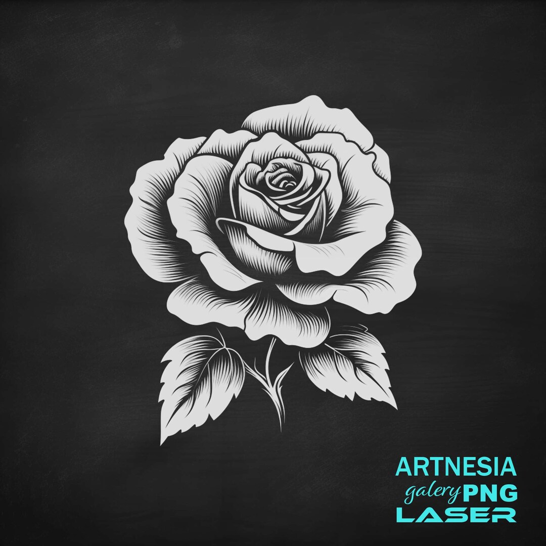 Rose Flower V1 PNG Laser Engraving File for Slate Coaster, Laser Ready ...