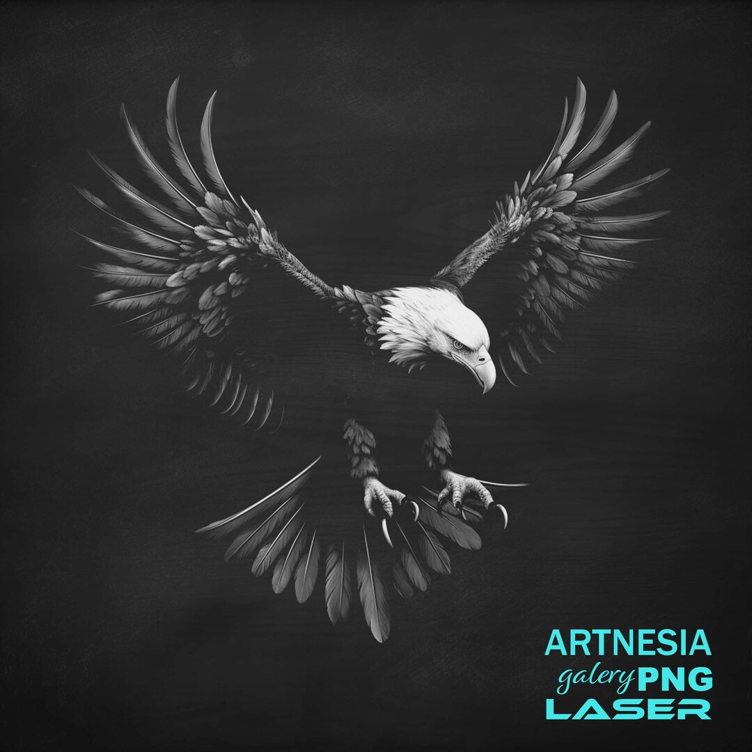 Flying Eagle Laser Engraving PNG File: Slate Coaster Design - Etsy