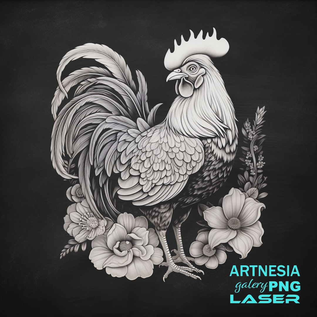Rooster PNG Laser Engraving File for Slate Coaster, Laser Ready Design ...