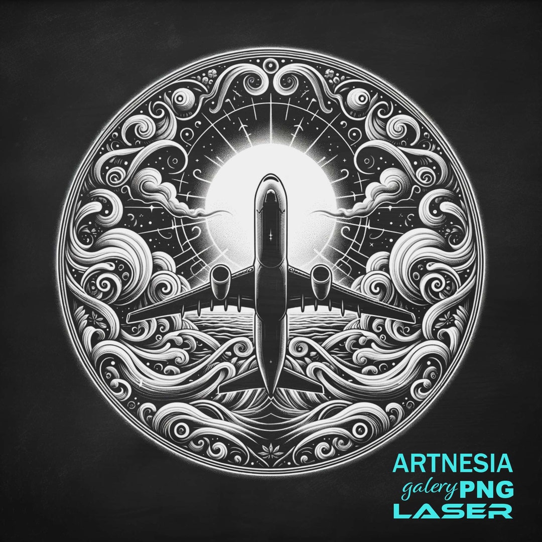 Air Plane PNG Laser Engraving File for Slate Coaster, Laser Ready ...