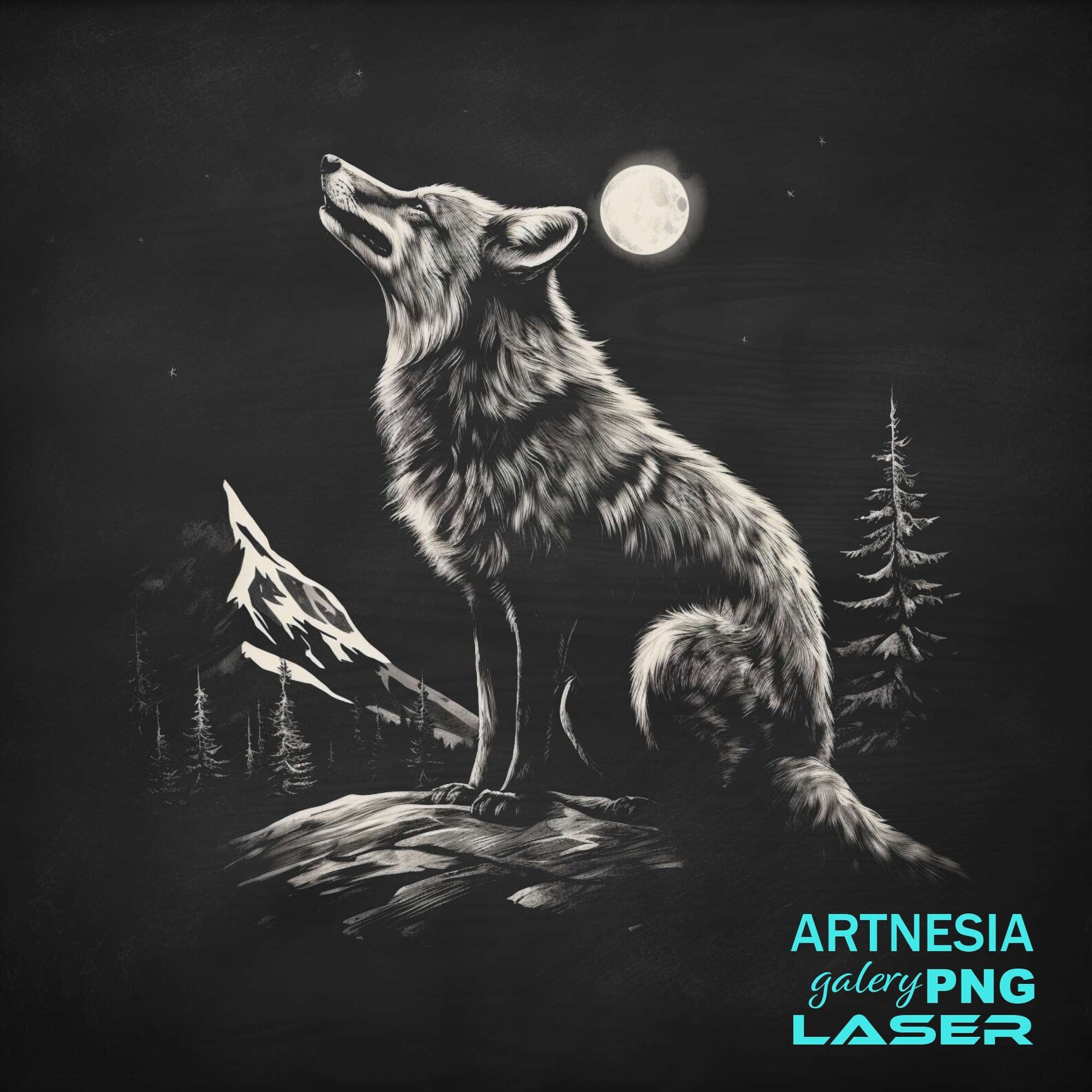 Fox Howl PNG Laser Engraving File for Slate Coaster, Laser Ready Design ...