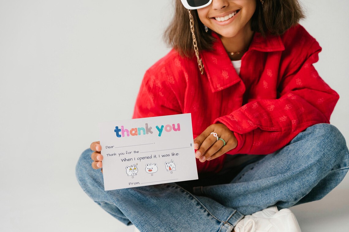 Kids’ Thank You Card | Printable Fill-in-the-blank Template | Digital ...