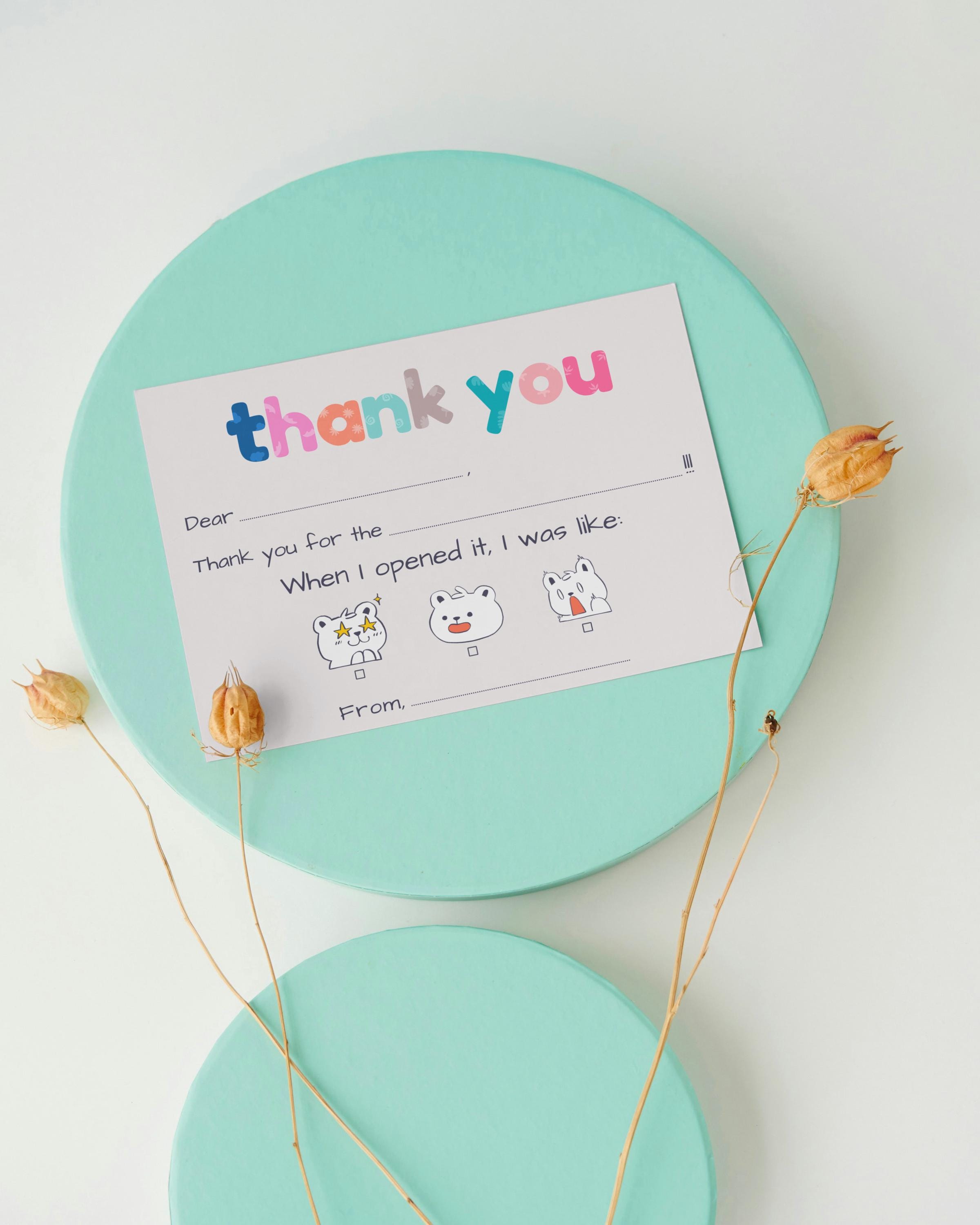 Kids’ Thank You Card | Printable Fill-in-the-blank Template | Digital ...