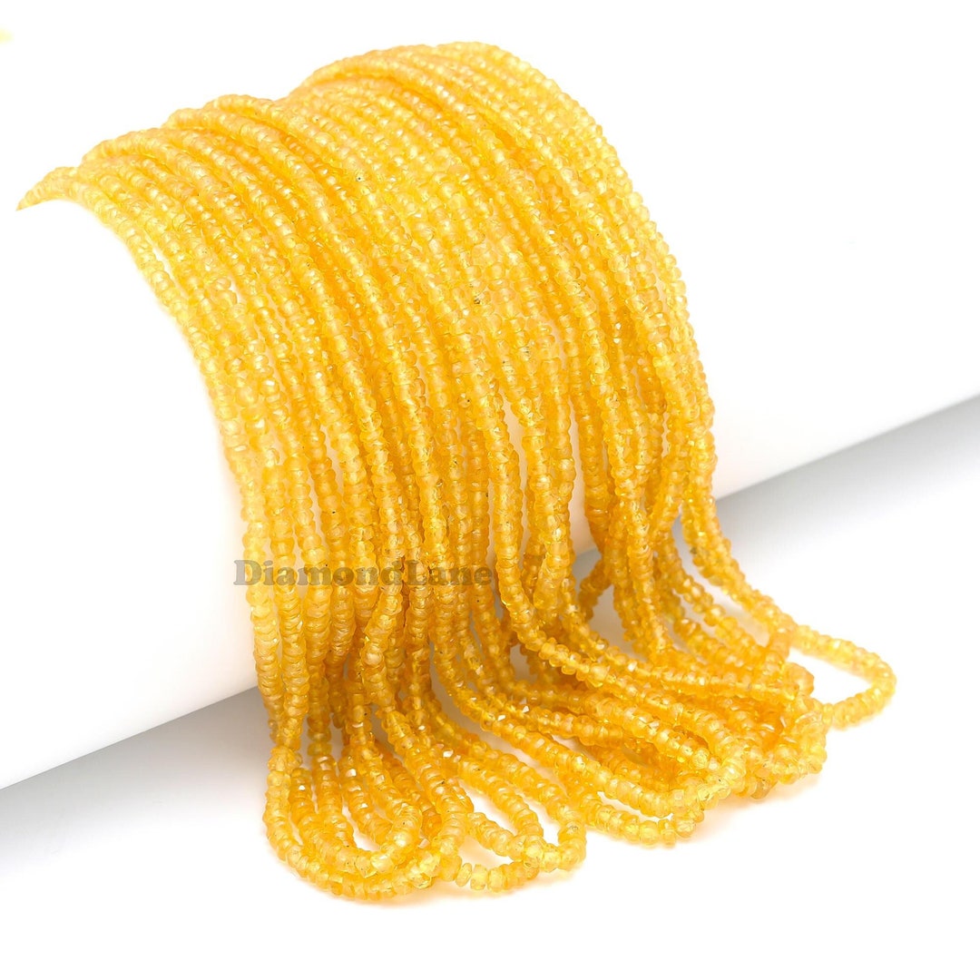Natural Yellow Sapphire Bead 2.5 - 3.5 Mm Faceted Rondelle Light Yellow ...