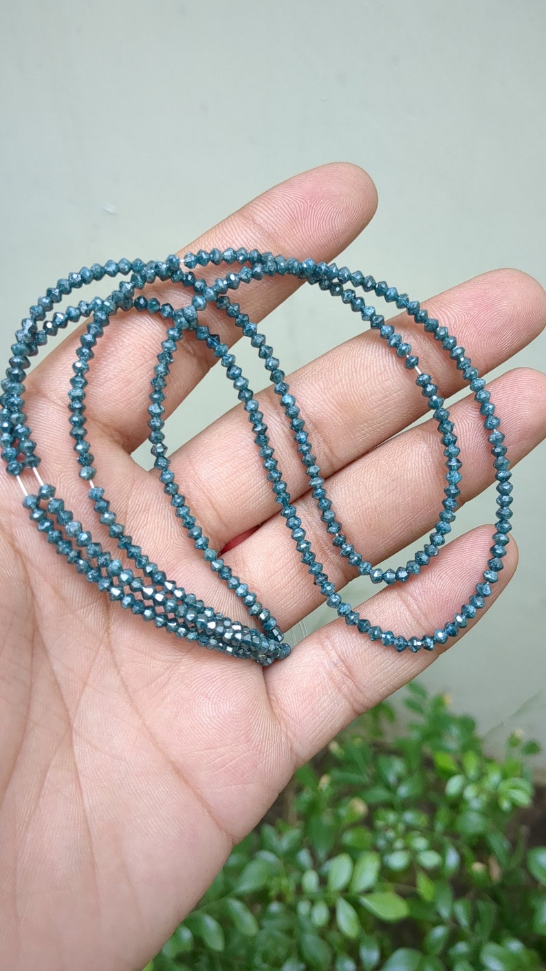 100% Natural Blue Diamond Rondelle Beads 3 Mm AAA+ Quality 15 Inch ...