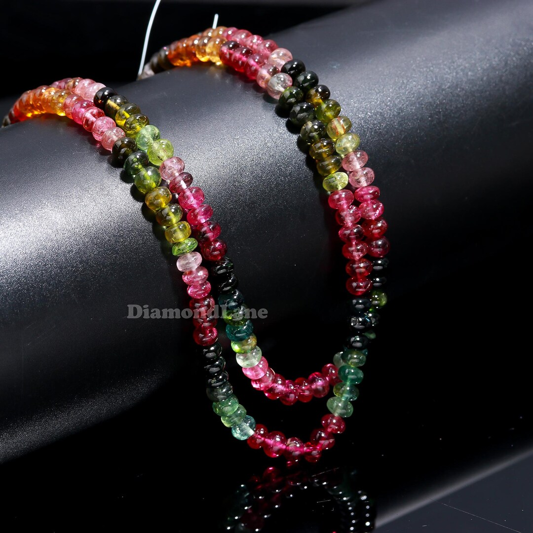 Natural Multi Color Tourmaline Beads 5.5 6.5 Mm Smooth Rondelle ...