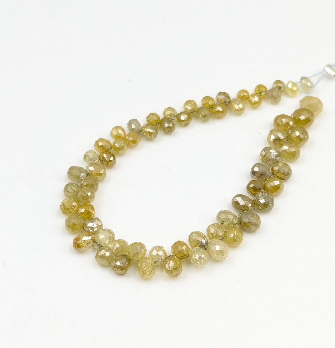 Cuentas de briolette de diamante amarillo: lágrima facetada, 2,5-4 mm ...