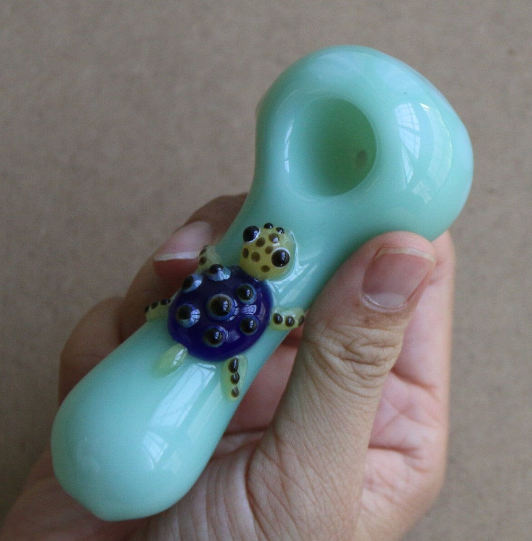 Hand Blown Unique Glass Pipes Turtle Tobacco Pipe Green - Etsy