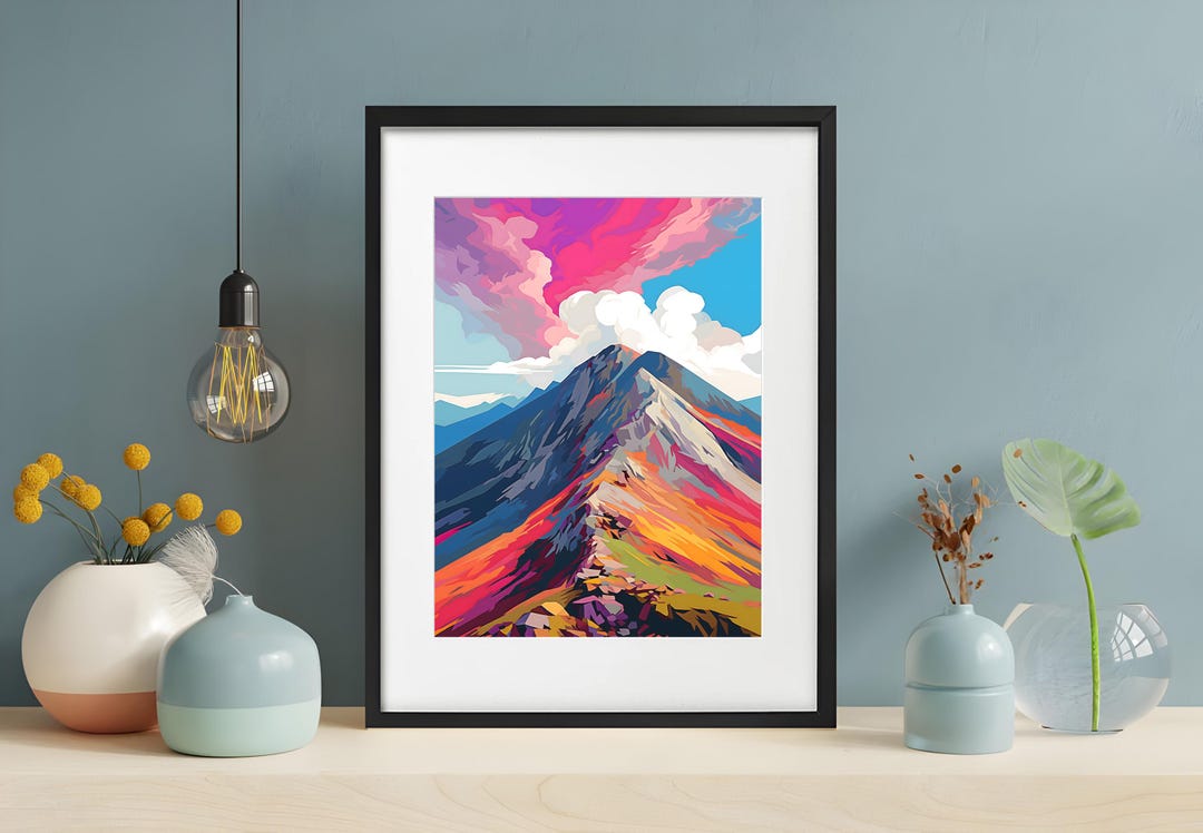 Crib Goch, Snowdonia. Pop Art Print Watercolour Style Picture Frame ...