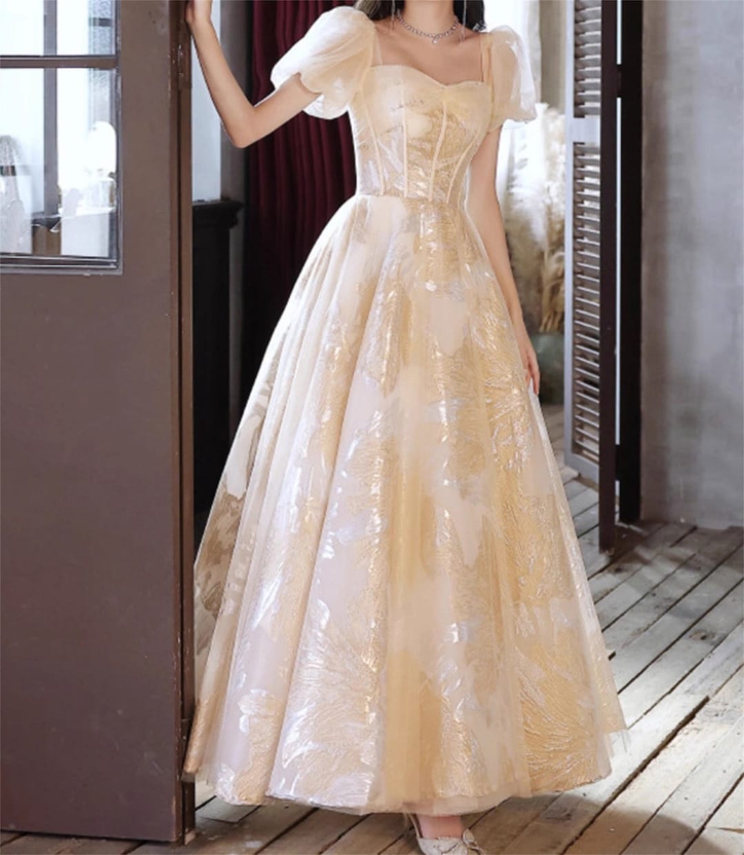 Ethereal Floral Fairy Floral Prom Dresschampagne Formal Dress - Etsy