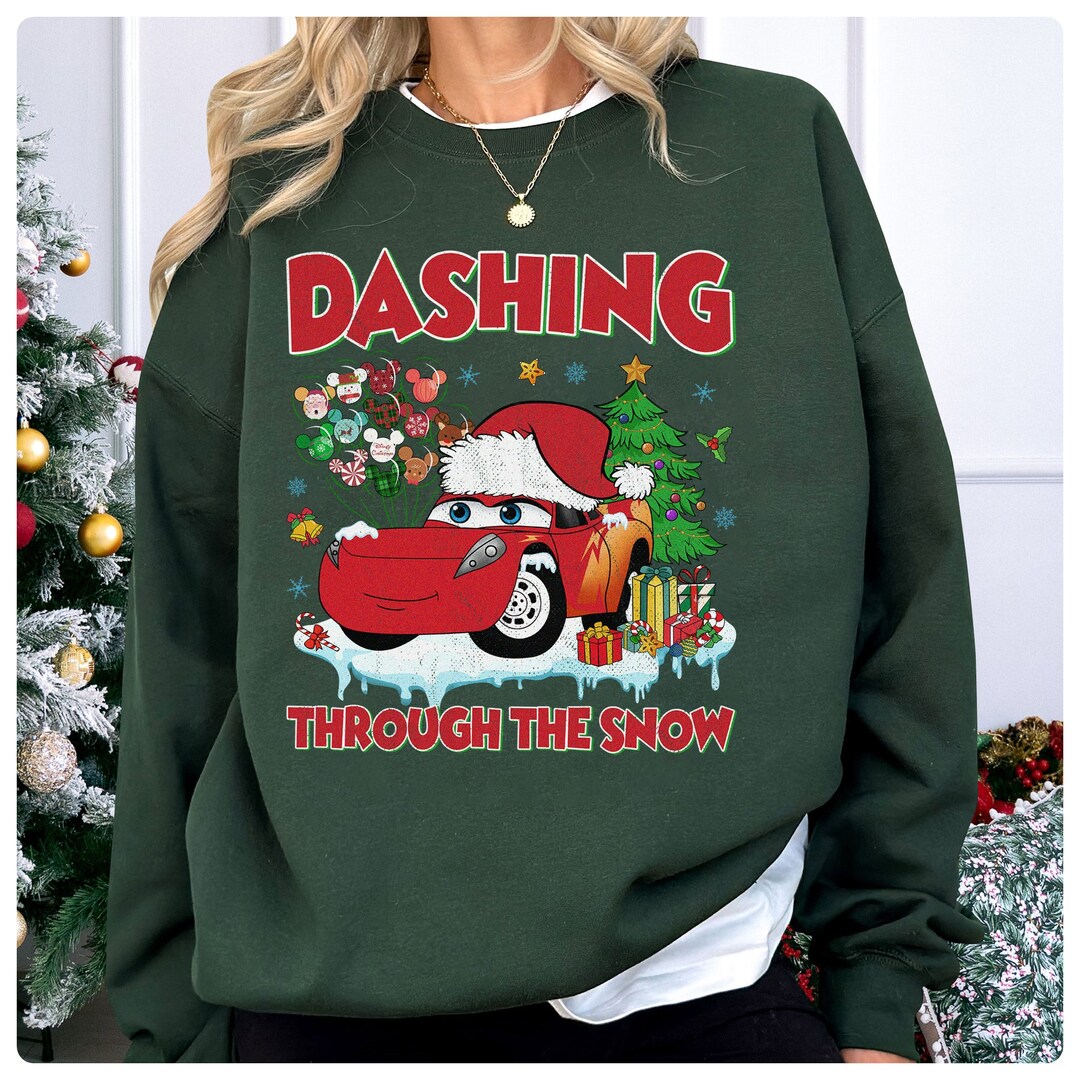 Dashing Through the Snow Lightning Mcqueen Christmas Shirt - Etsy