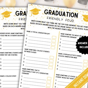 Graduation Friendly Feud Game, Graduation Party Game, Printable ...
