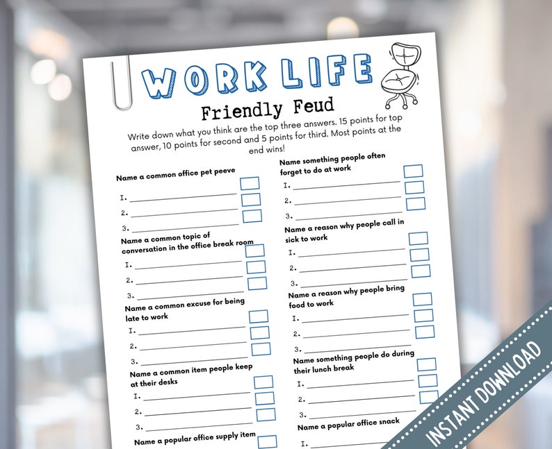 Office Party Feud Game – Printable Team Building & Holiday Party ...