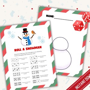 Roll A Snowman Game – Printable Christmas Activity for Kids, Holiday ...