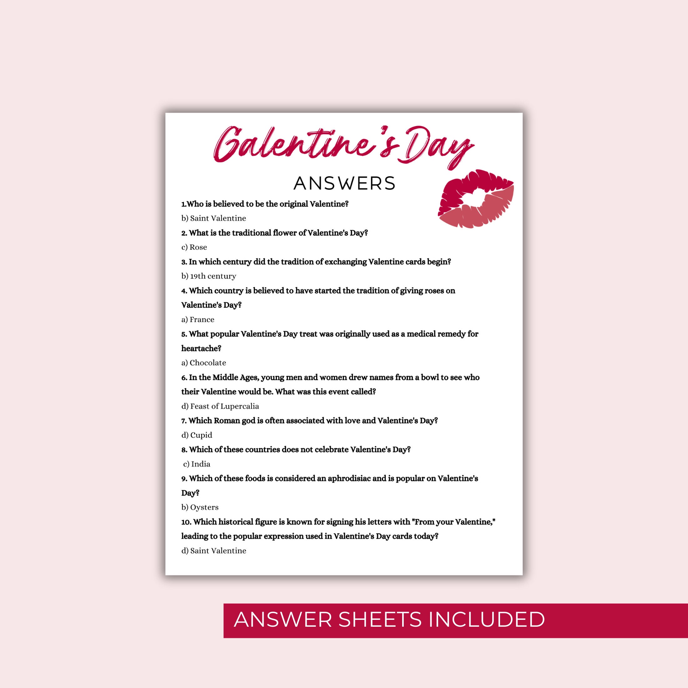 Galentines Day Trivia Game Galentines Day Party Game Valentines Day