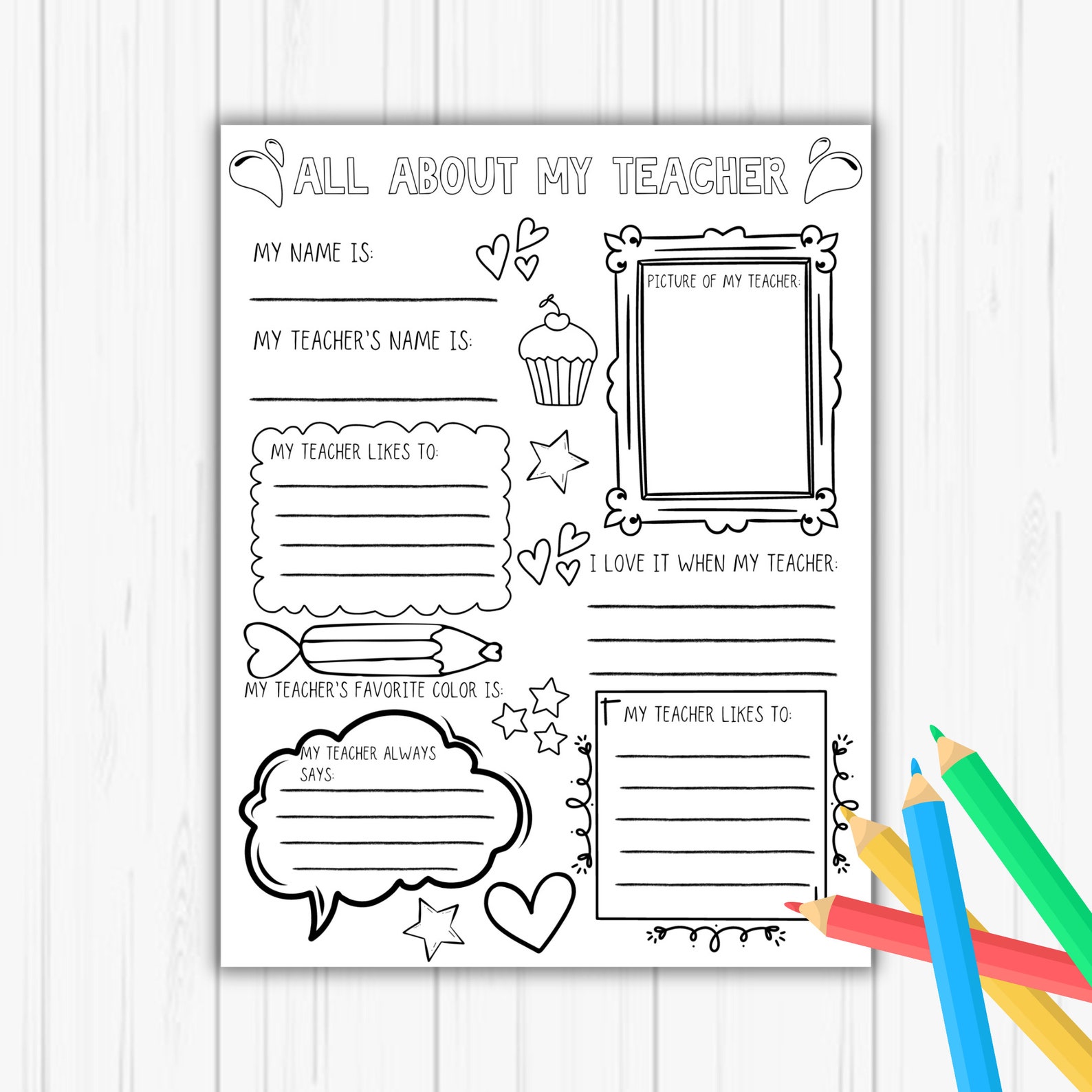 Teacher Thank You, All About My Teacher, Teacher Appreciation Week Gift ...