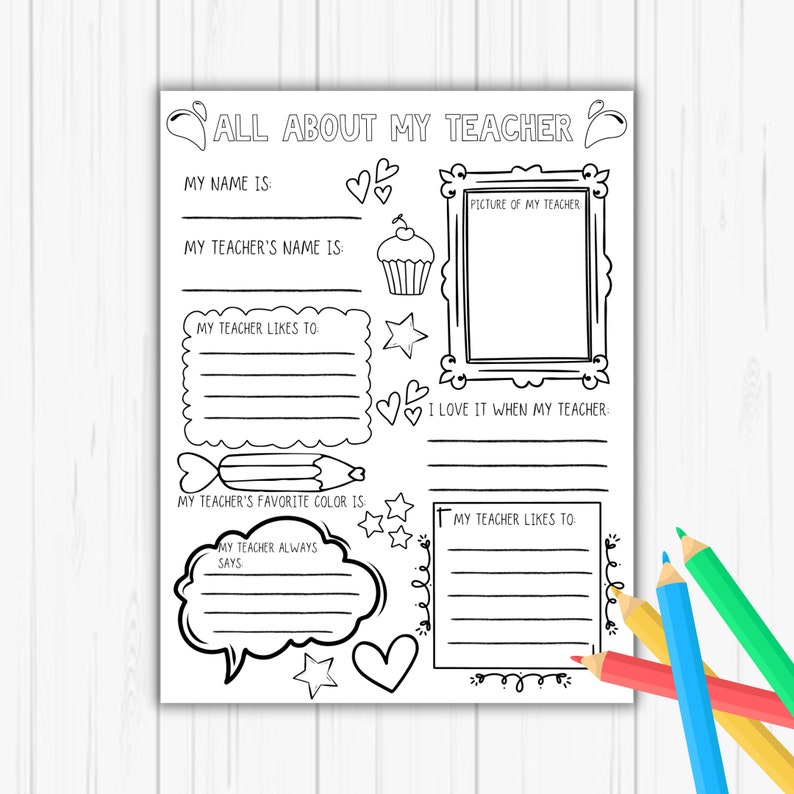 Teacher Thank You, All About My Teacher, Teacher Appreciation Week Gift ...