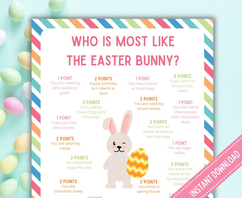 Who is Most Like the Easter Bunny, Easter Activity, Teen Party Game ...