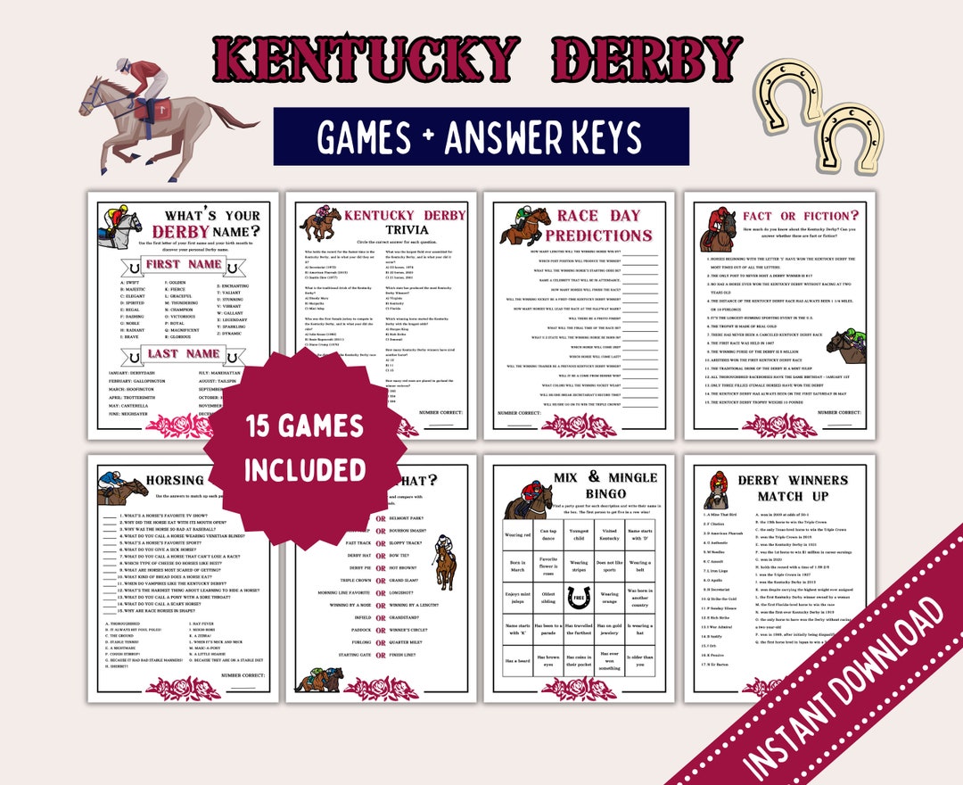 Kentucky Derby Games: 15-game Party Bundle (PDF Download) - Etsy