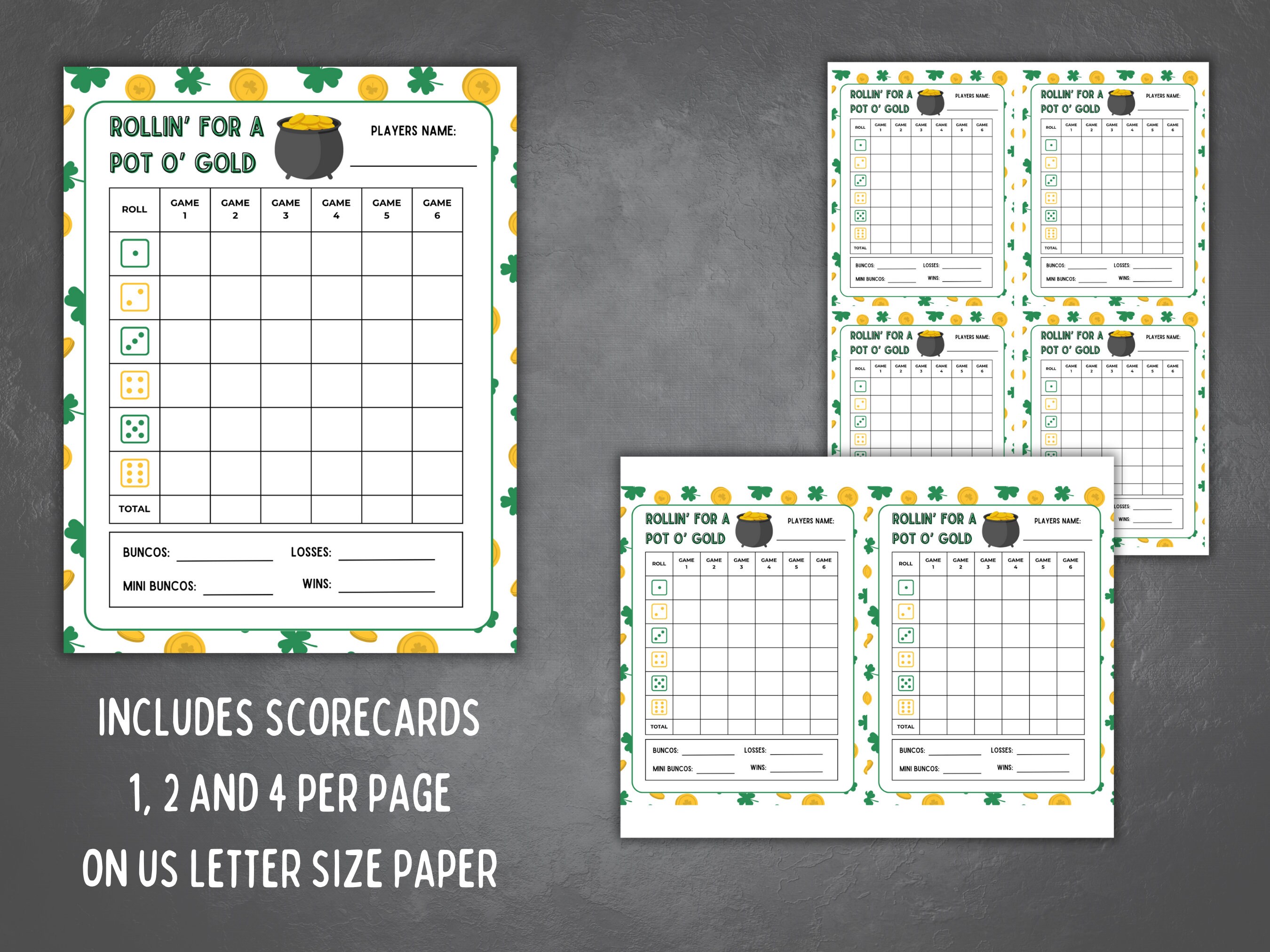 St. Patrick's Bunco | Bunco Party Tally Sheet | March Game Night ...