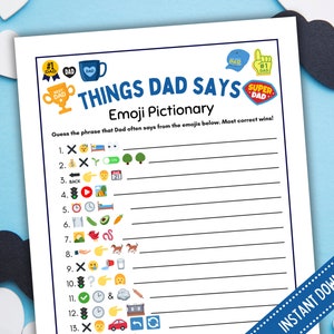 Father’s Day Emoji Pictionary Game, Funny Fathers Day Game for Kids ...