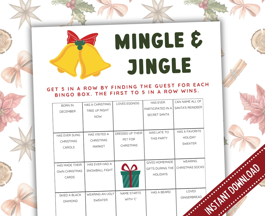 Mix and Mingle Bingo, Christmas Bingo Cards, Find the Guest Bingo, Work ...