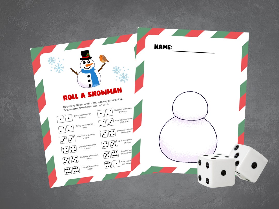 Roll A Snowman Game Printable Christmas Game Winter Activity for Kids ...