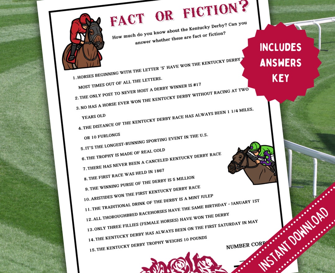 Kentucky Derby Talk Derby to Me Trivia Game | Triple Crown Party Game ...