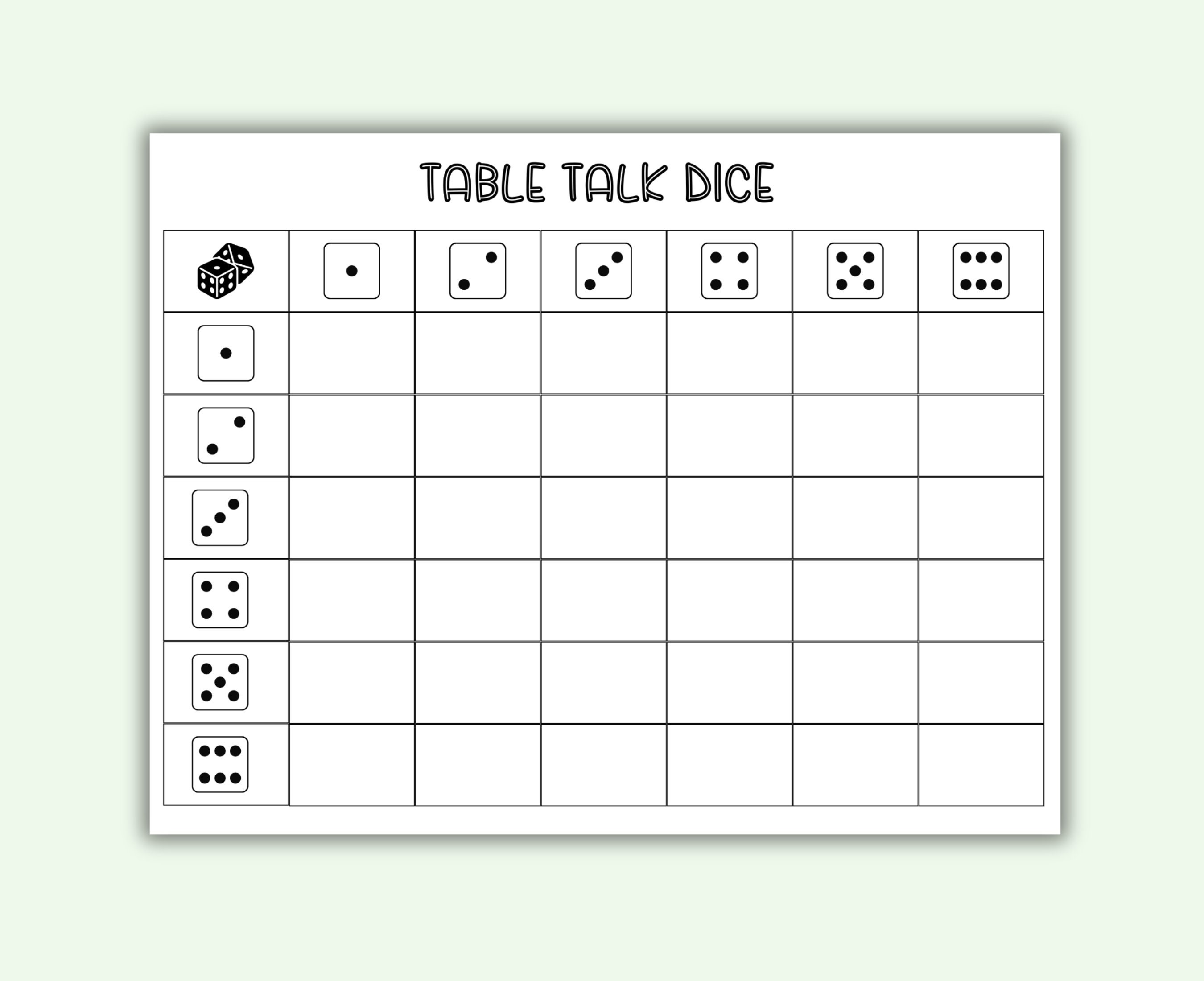 Table Talk Dice, Conversation Starter Game, Simple Icebreaker Game ...