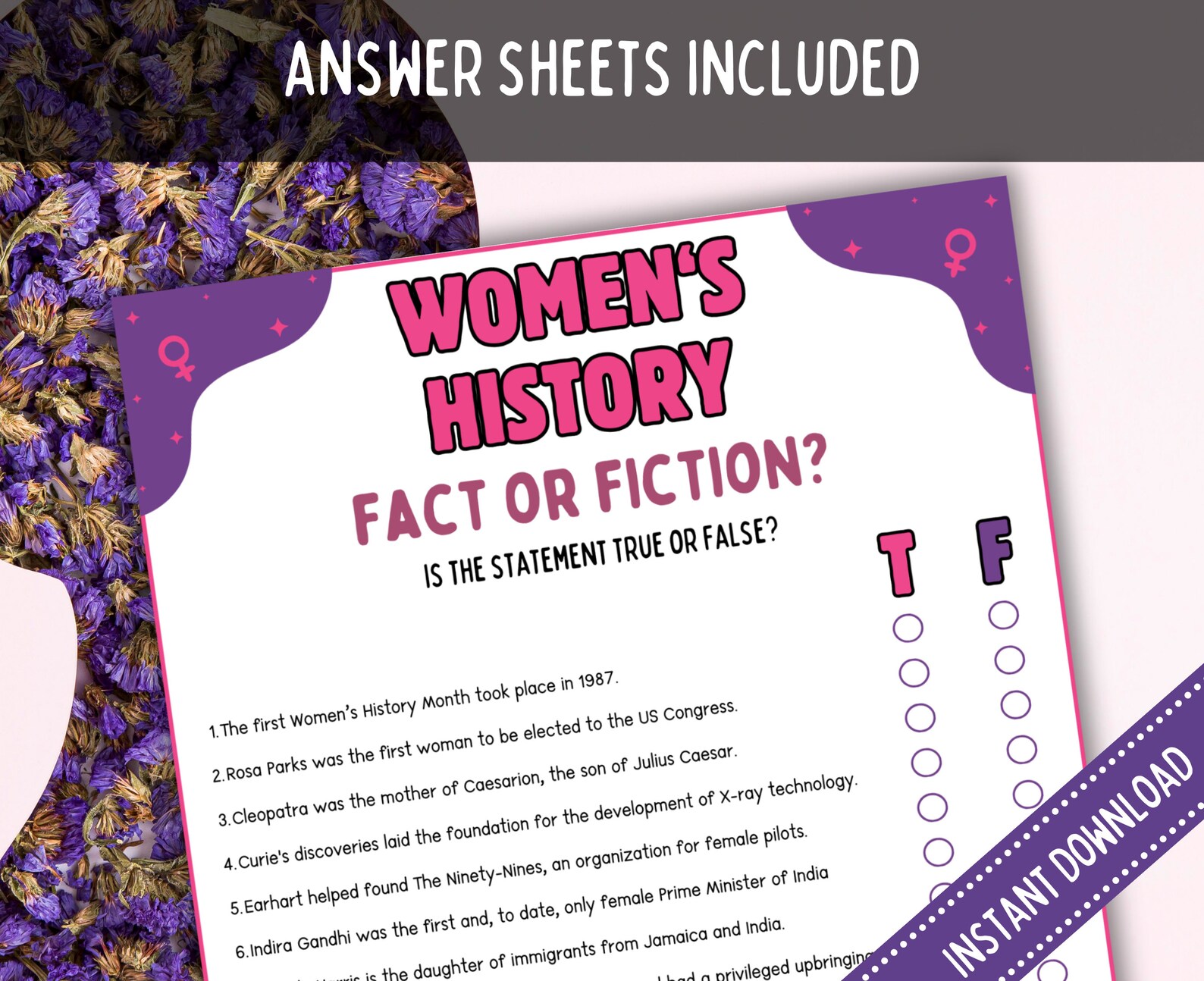 Women's History Month Game Bundle: Trivia, Word Search, & More (digital ...