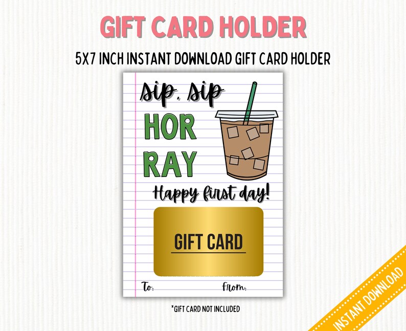 Sip Sip Hooray Teacher Coffee Gift Card Holder, End of School Year ...