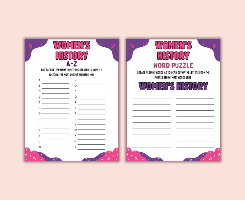 Women's History Month Game Bundle: Trivia, Word Search, & More (digital ...