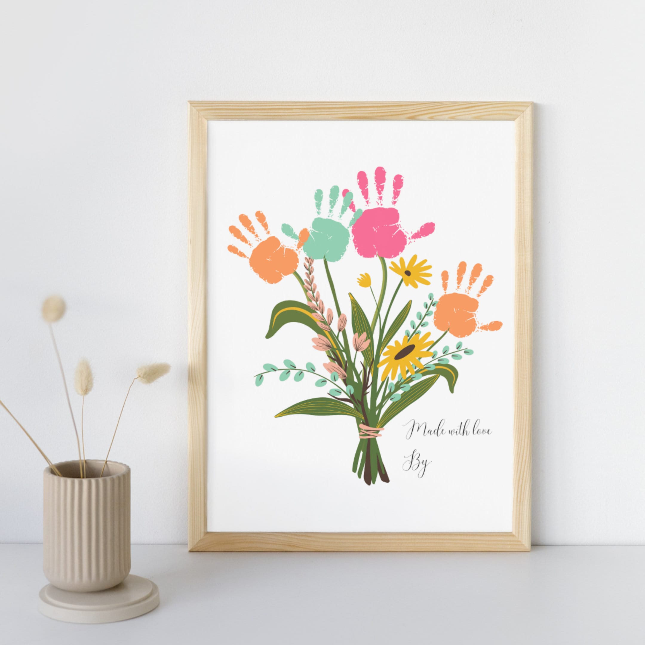Mothers's Day Craft Handprint Art Birthday Activity Floral Bouquet ...