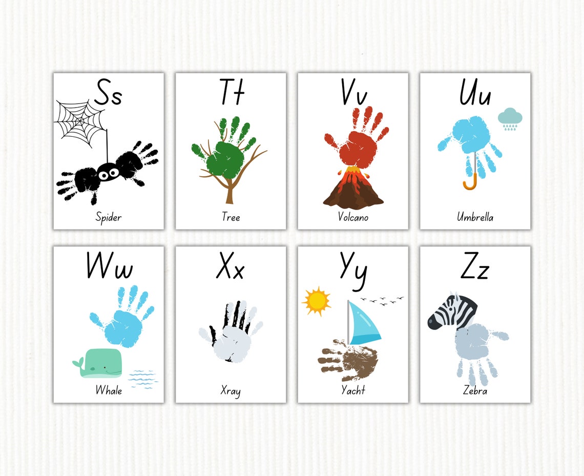 Alphabet Handprint Art Handprint Abc Activity A-Z Handprint Baby ...