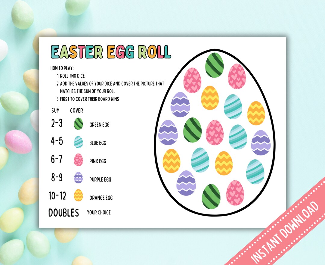 Easter Egg Roll Game: Printable Party Activity (PDF) - Etsy