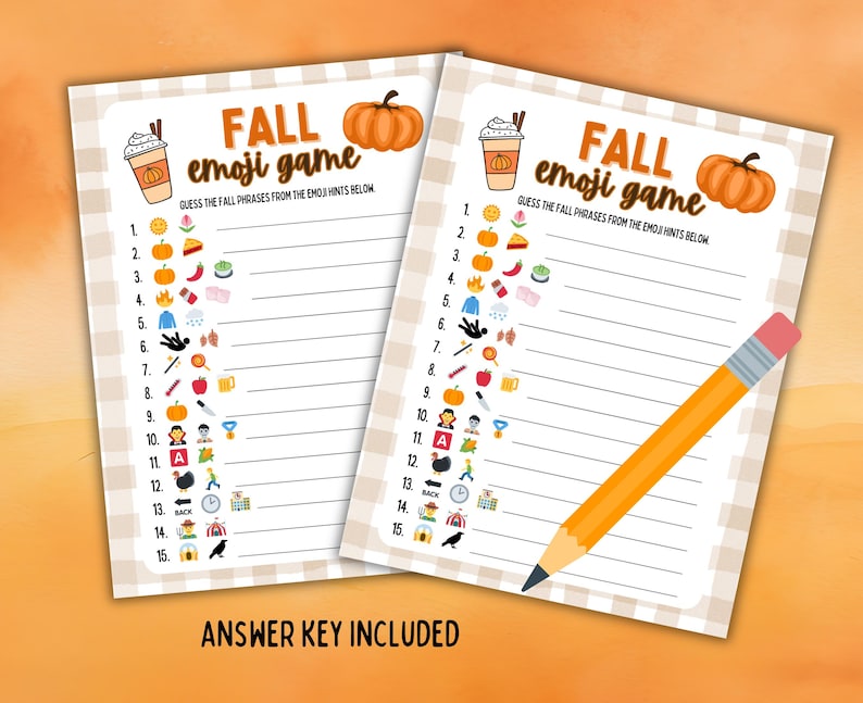 Fall Emoji Pictionary | Fall Printable Game | Fall Emoji Game ...