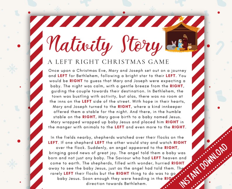 Left Right Nativity Story, Left Right Christmas Game, Left Right ...