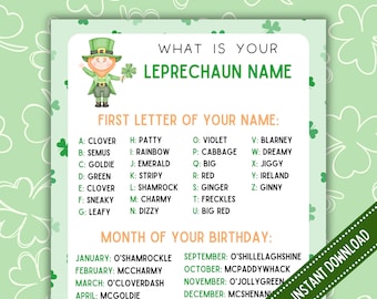 What's Your Leprechaun Name: A Fun St. Patrick's Day Game! - Etsy