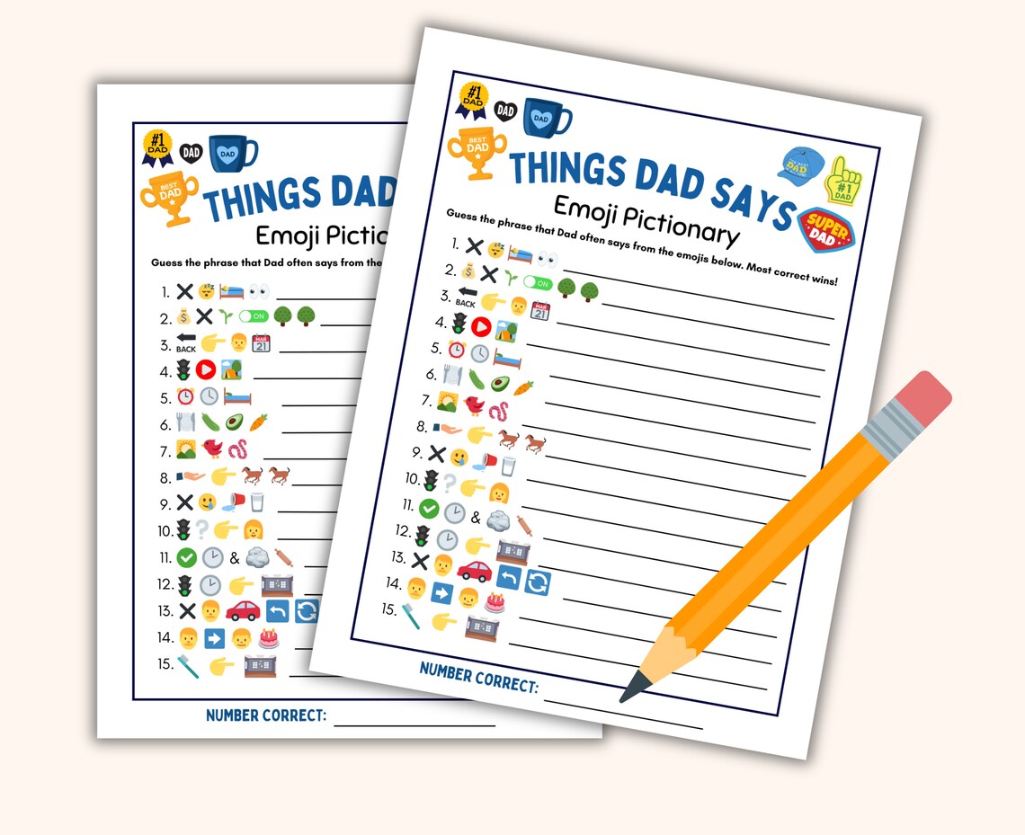 Father's Day Emoji Pictionary Game: Fun Family Activity (PDF) - Etsy