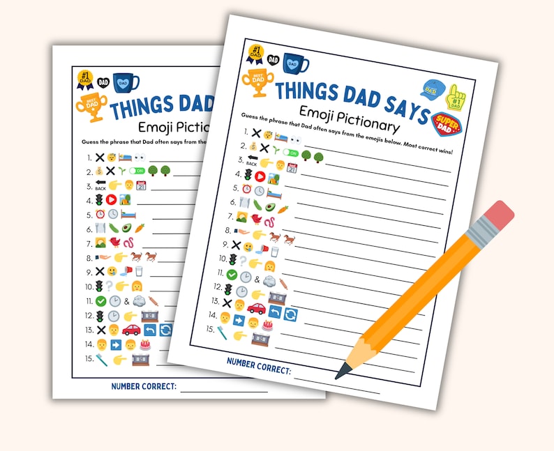 Father's Day Emoji Pictionary Game: Fun Family Activity (PDF) - Etsy