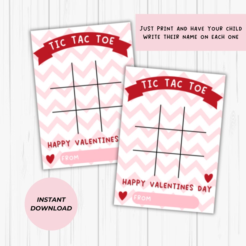 Valentine Tic Tac Toe Classroom Valentines Valentine's Card for Kids ...