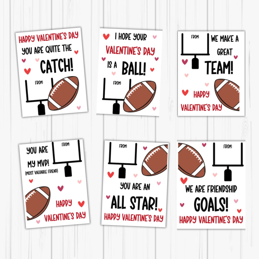 Football Valentine Cards, Valentine Cards for Kids, Kids Valentine ...
