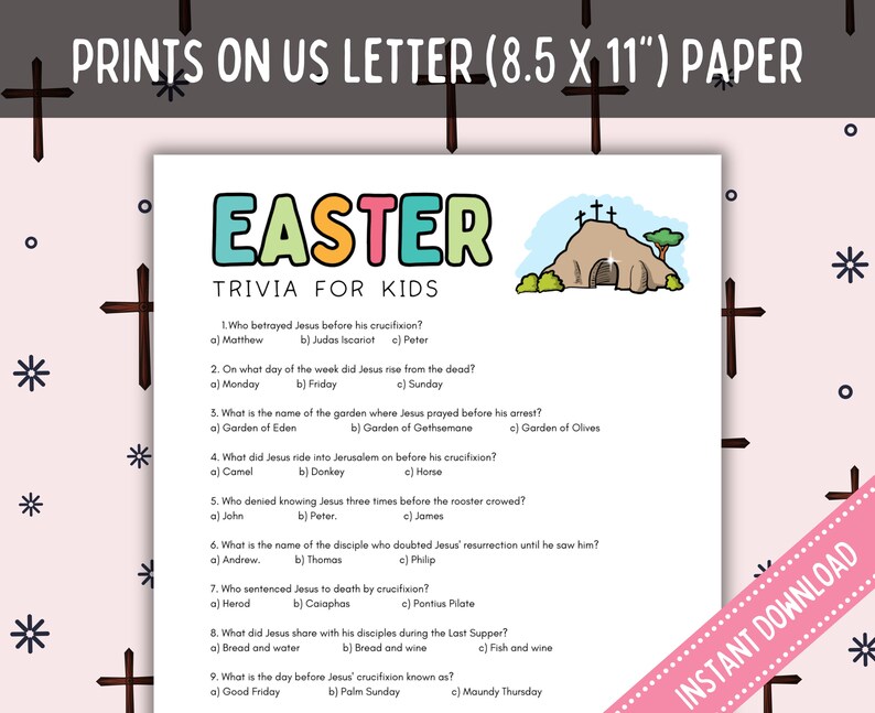 Easter Trivia Game for Kids: Christian Easter Story (digital Download ...