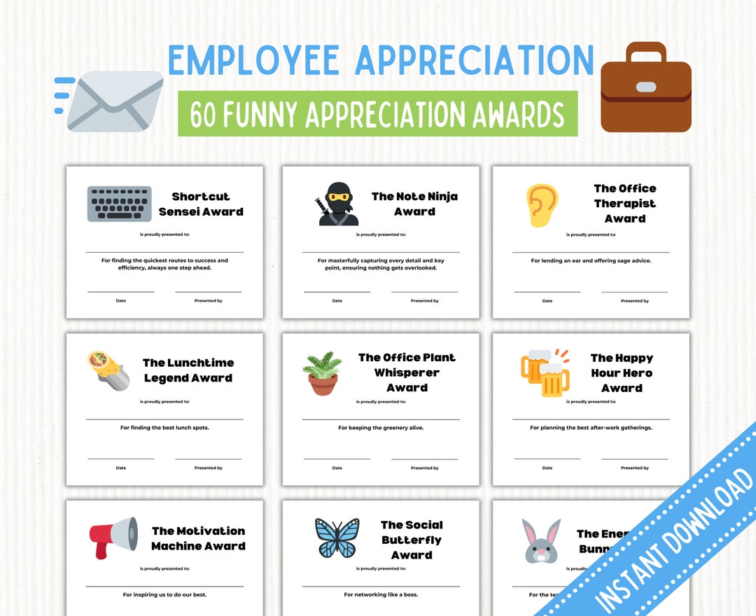 Funny Employee Appreciation Awards, Recognition Awards Certificates ...