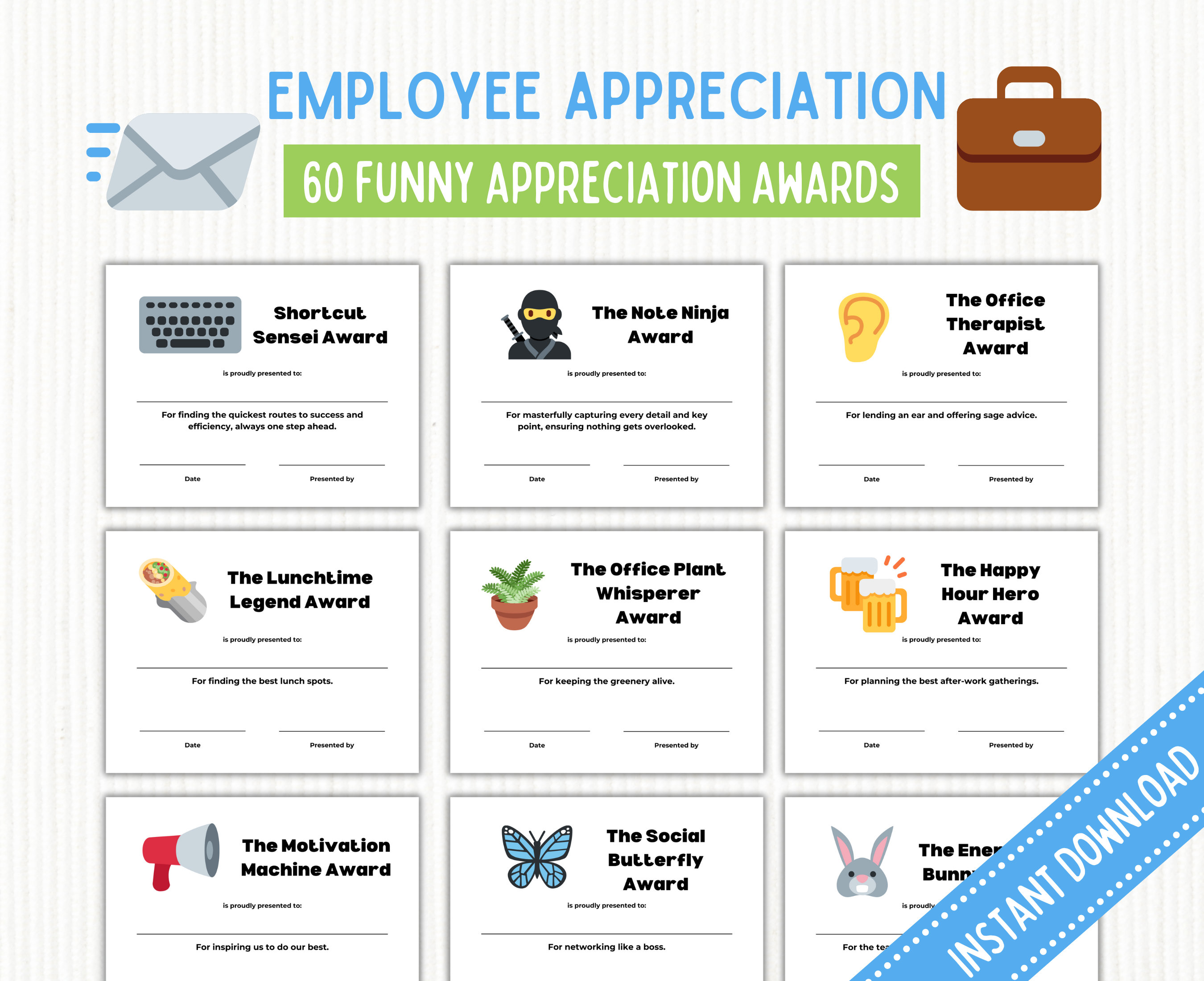 Funny Employee Appreciation Awards: 60 Printable Office Certificates ...