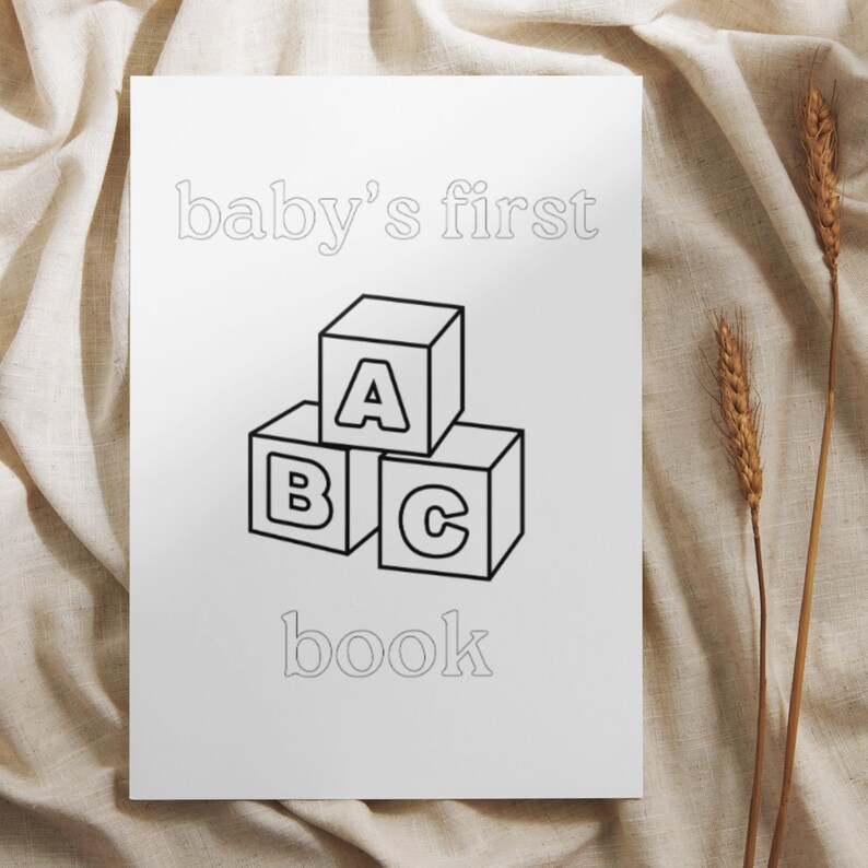 52 Pages ABC Baby Shower Coloring Book, Baby's First ABC Book,bears ...