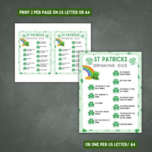 St Patrick's Day Drinking Dice Game, Adults St Patricks Day Drinking ...