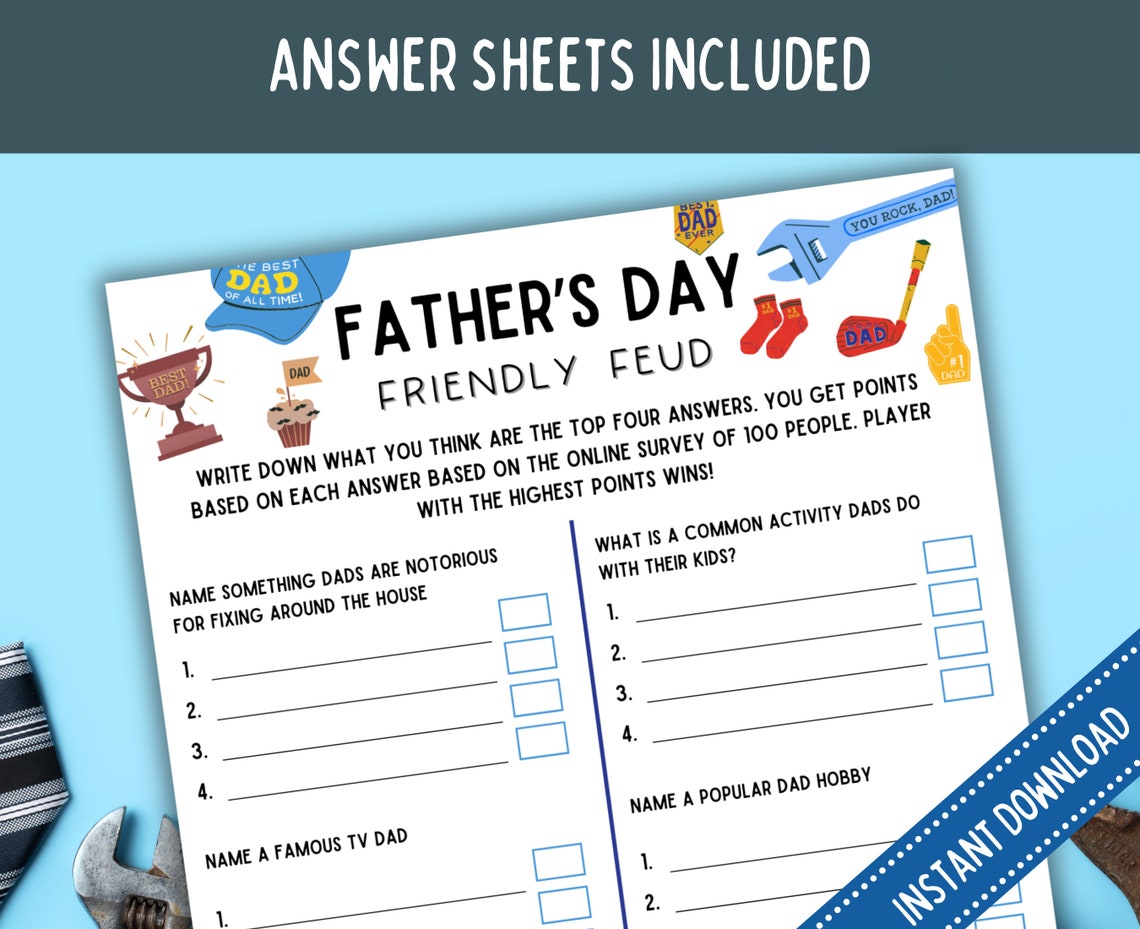Fathers Day Game, Friendly Feud Game, Fathers Day Games, Fathers Day ...