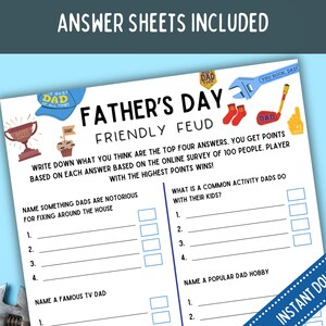 Fathers Day Game, Friendly Feud Game, Fathers Day Games, Fathers Day ...