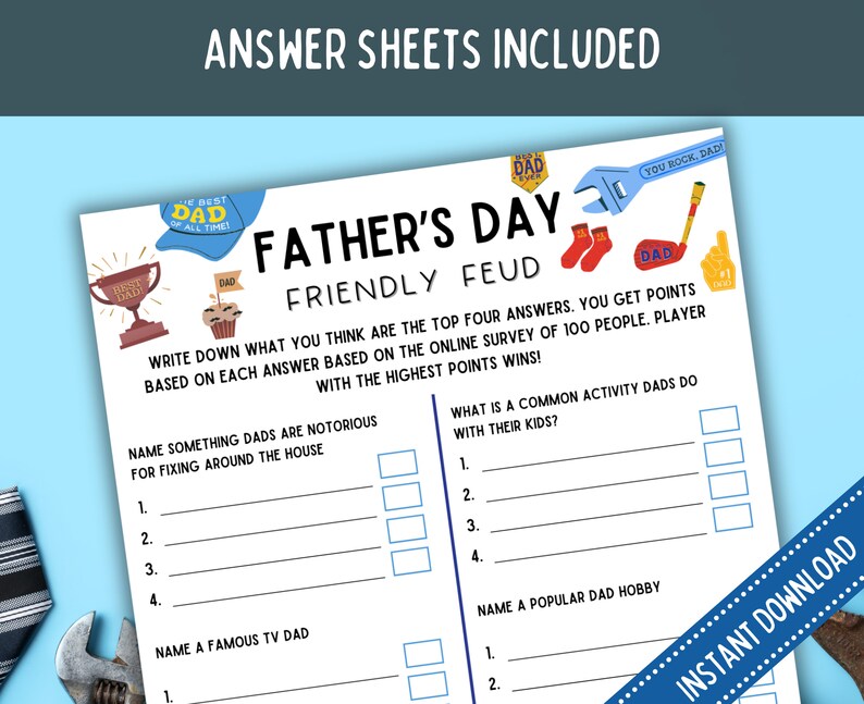 Fathers Day Game, Friendly Feud Game, Fathers Day Games, Fathers Day ...